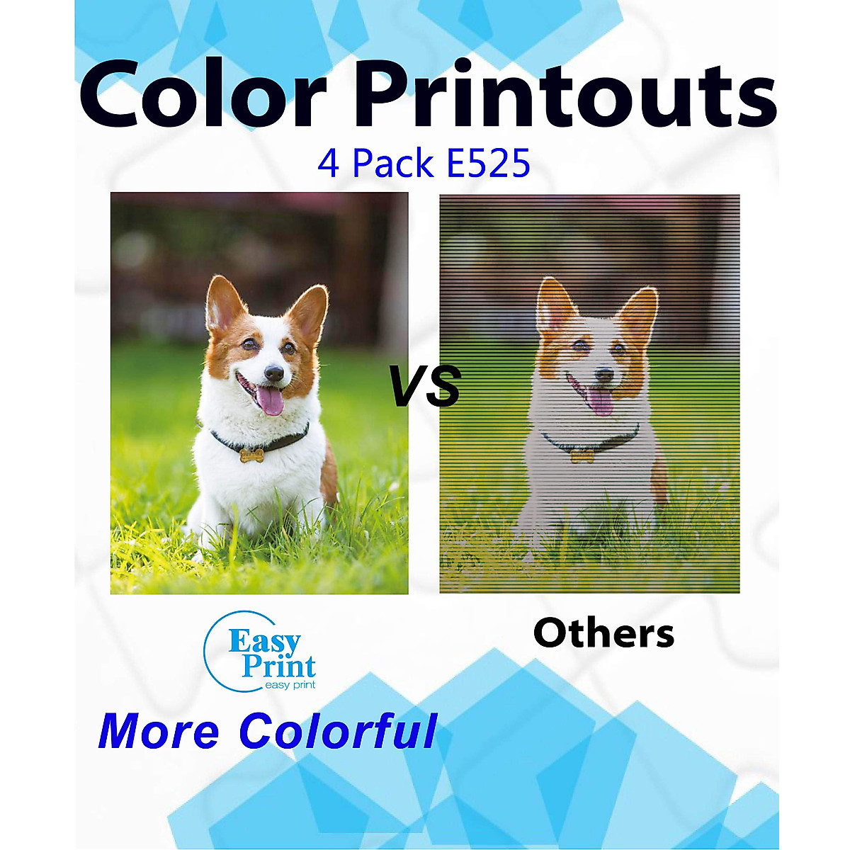 (BK+C+M+Y) 4-Pack Compatible Toner Cartridge Replacement for Dell E525W E525 for Dell E525W Wireless Color Laser Printer for 593-BBJX 593-BBJU 593-BBJV 593-BBJW, Sold by EasyPrint