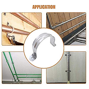 6 Inch Two Hole Strap U Bracket, Stainless Steel Tube Strap Tension Clip Assortment Kit Heavy Duty Rigid Pipe Strap Clamp For The Inner Diameter of Water Pipe is 6 Inch (185mm)