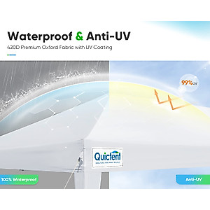 Quictent 10x20ft Easy Pop up Canopy Tent Instant Canopy Shelter Waterproof with Roller Bag (White)