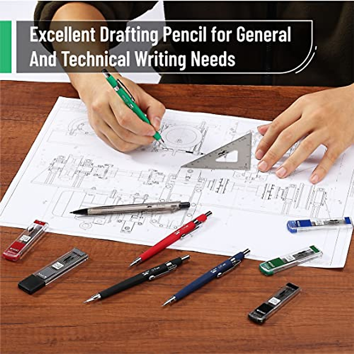 Mr. Pen Mechanical Pencil Set with Lead and Eraser Refills, 5 Sizes - 0.3, 0.5, 0.7, 0.9 and 2 Millimeters, Drafting, Sketching, Illustrations, Architecture, Drawing Mechanical Pencils