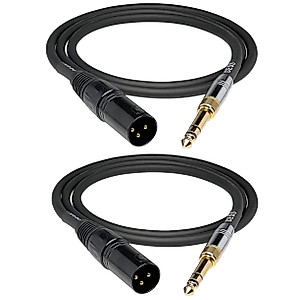CNCESS CESS-207-3f 3 Pin XLR Male to 3.5mm Stereo Plug Cable with 6.35mm Adapter - Versatile Audio Connection, Compatible with Both 3.5mm and 6.35mm Jacks, Durable and Flexible (3 Feet)