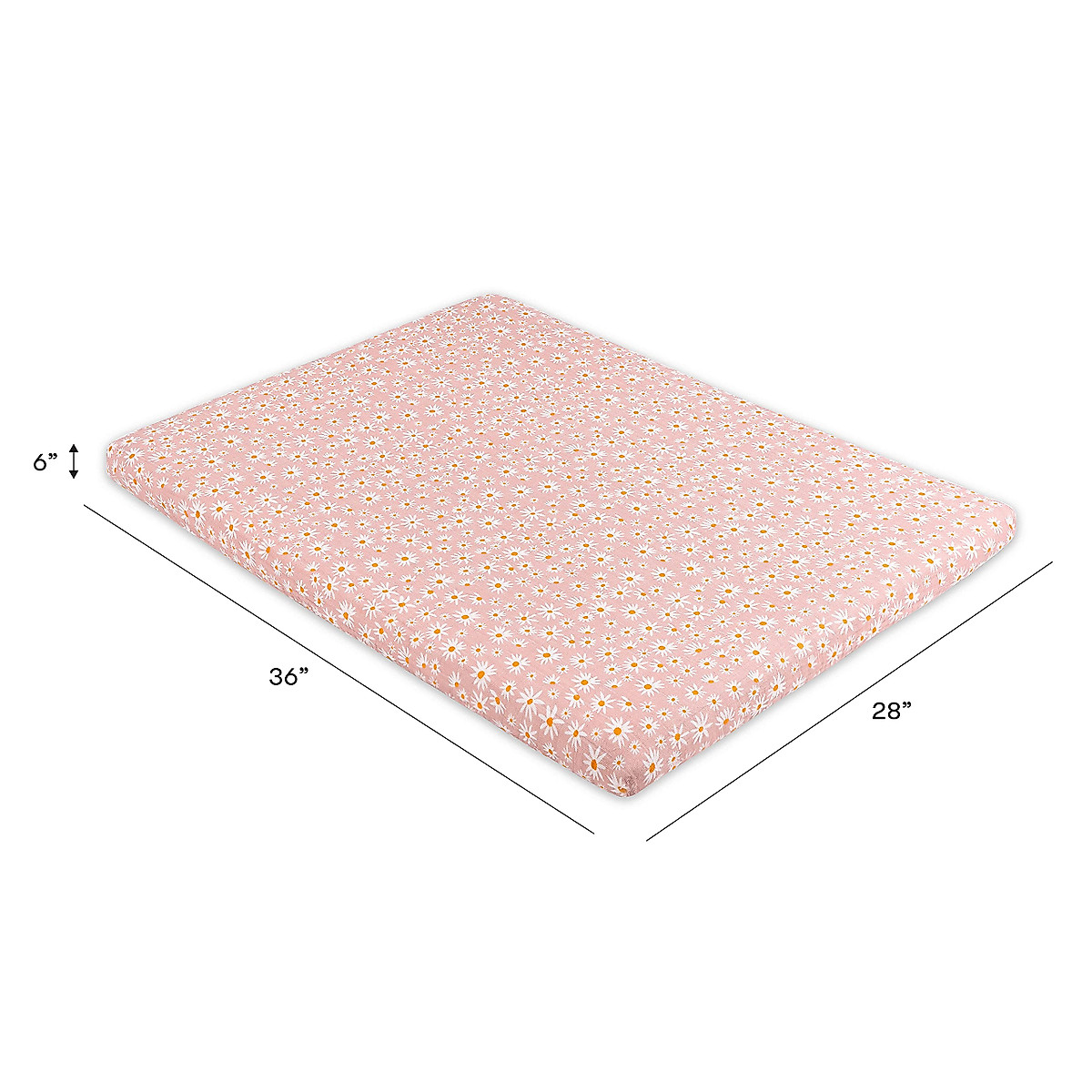 Babyletto 100% Organic Cotton All-Stages Midi Crib Sheet, GOTS-Certified, Fitted 360°, Ultra-Soft and Breathable Muslin - Daisy