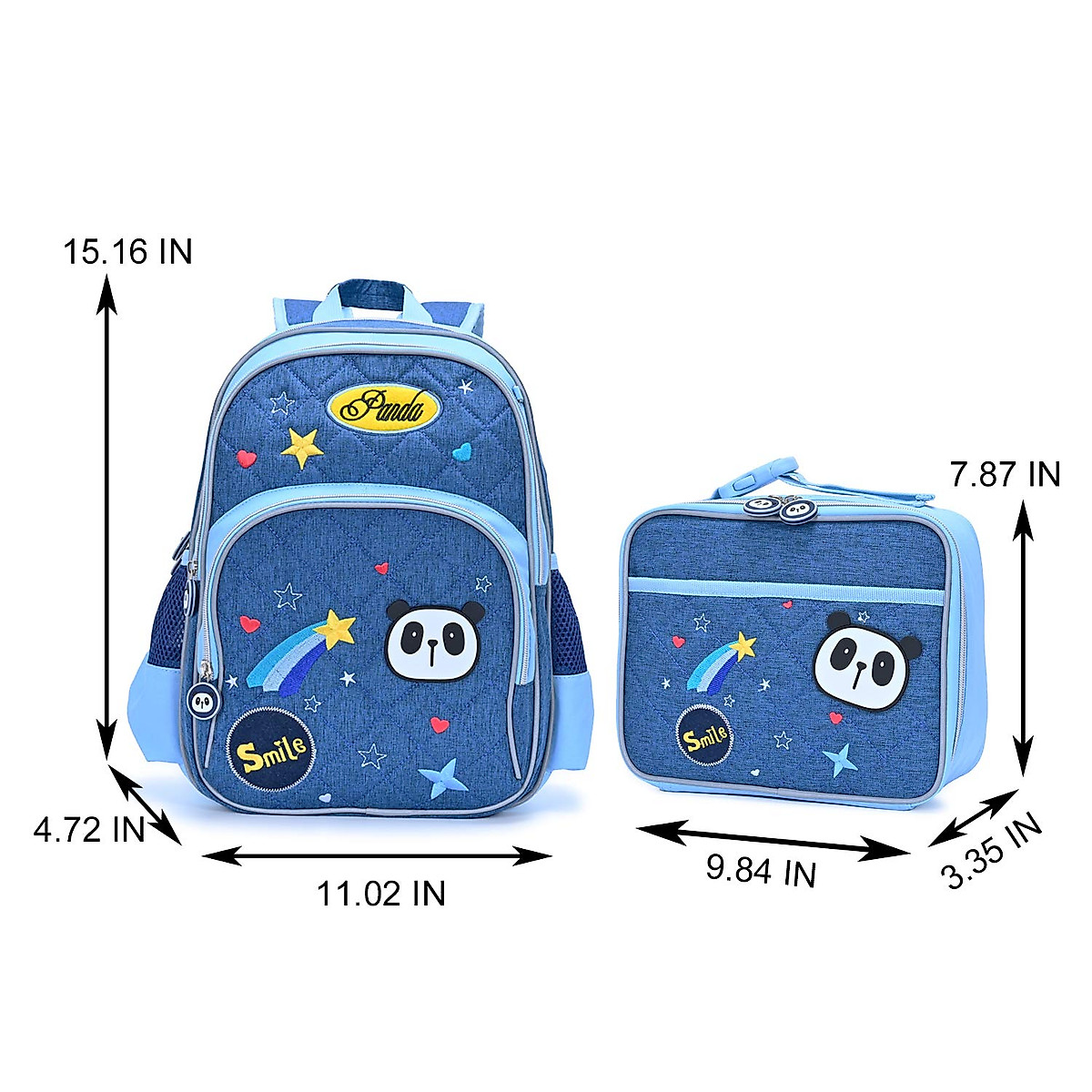 Abshoo Cute Lightweight Panda Kids School Bookbag For Elementary Kindergarten Girls Backpacks With Lunch Bag (Blue Panda Set)