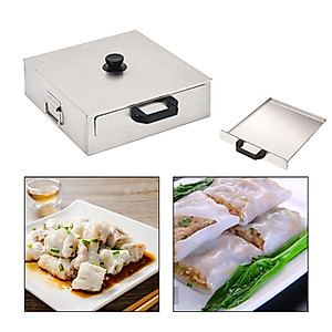 Rice Roll Machine Devices Multifunctional Vermicelli Roll Steamer Stainless Steel for Food Home Use Steaming Bun Cantonese Rice Noodle Rolls, 2 Drawers