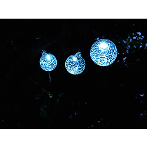 Allsop Home and Garden 29506 Aurora Glow Handblown Glass Solar String Lights, (6) Hand-blown Artisan Globes with Copper Hanging Hooks, Weather-Resistant for Year-Round Outdoor Use, (Clear with White LED)