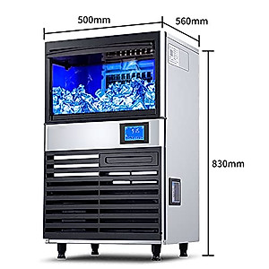 KEINXOW Commercial Ice Maker with 44LBS Ice Storage Bin And Smart LCD Touch Screen, Full Clear Cube, Stainless Steel Self-Cleaning Ice Cube Maker for Bar, Office,Home Kitchen, Shop,24h 110LBS/45 Ice C