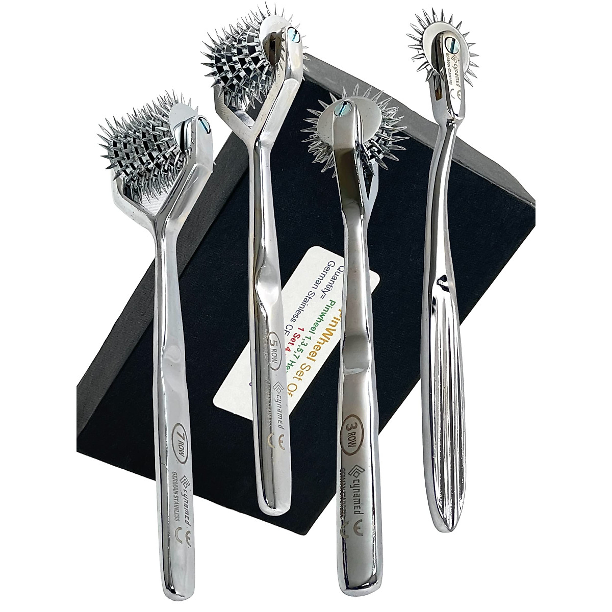 PREMIUM GERMAN SET OF 4 PCS DIAGNOSTIC NEUROLOGICAL WARTENBERG SENSORY PINWHEEL PIN WHEEL 1, 3, 5, 7 HEAD -A+ QUALITY
