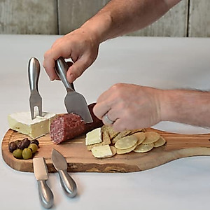 The Live Edge - 4 Piece Stainless Steel Cheese Knife Set for Charcuterie Board Serving Utensils | Cheese Board Knives and Forks Set For Cutting, Slicing & Spreading | Charcuterie Accessories Tools