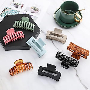 Lolalet 8 Colors Hair Clips Claw Clips Hair Claw Clips, 2 Styles Nonslip Medium Large Jaw Clip for Women Girls, 4 Square Matte and 4 Bright Acrylic Hair Clamps for Thick Thin Fine Long Hair -Style A