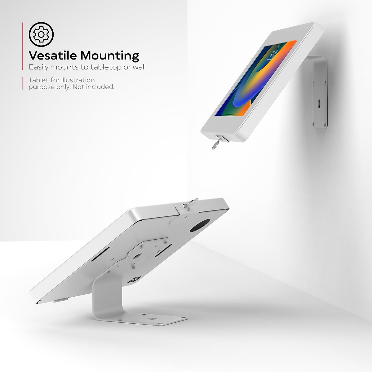 CTA Digital PAD-CURVEW Tablet Stand and Wall Mount with Paragon Enclosures (White)