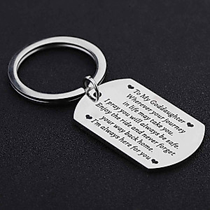 BNQL Goddaughter Keychain Goddaughter Gifts from Godmother Baptism Gift Religious Jewelry for Goddaughter
