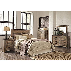 Signature Design by Ashley Trinell Rustic Panel Headboard, Queen, Warm Brown
