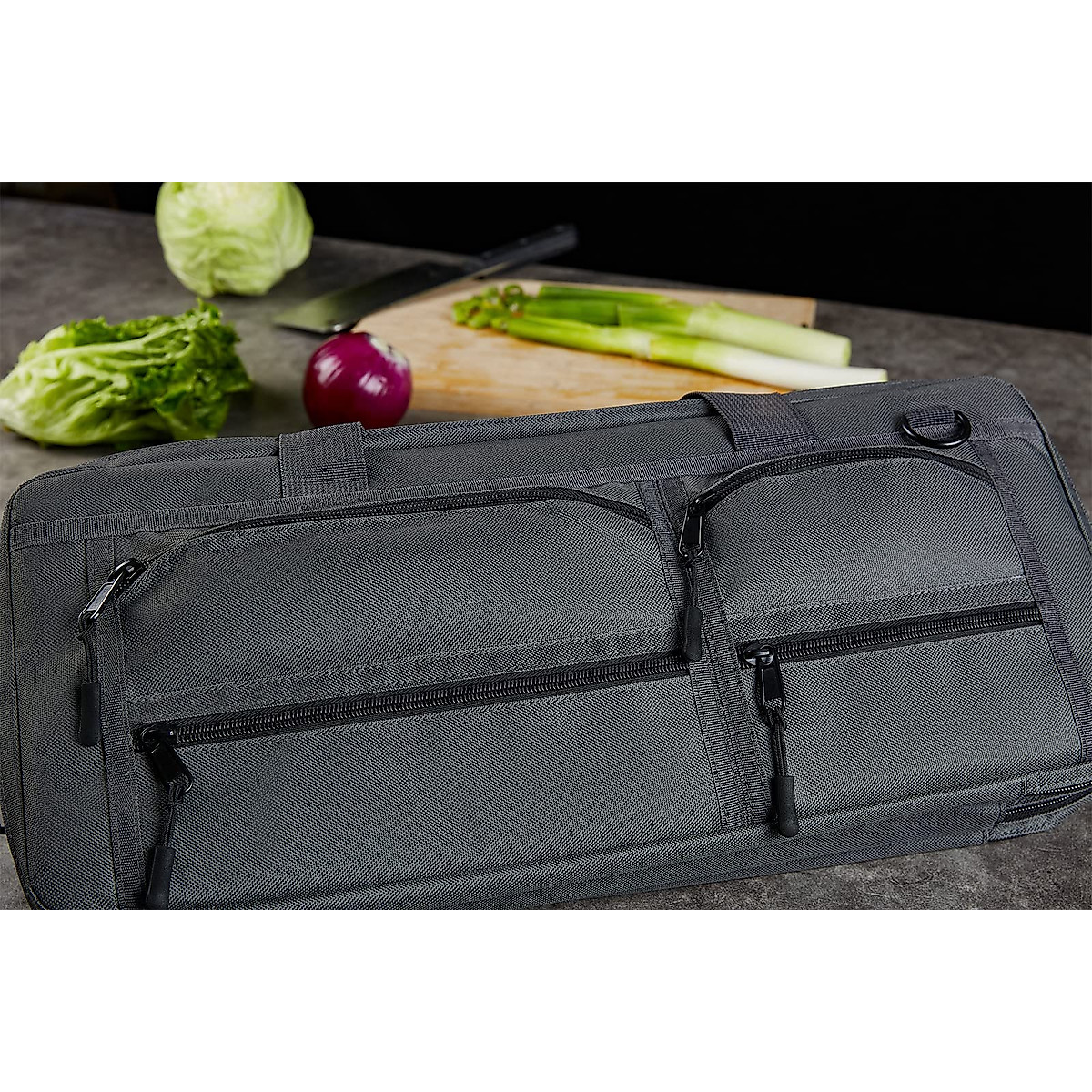 Chef Knife Roll Bag, 16 Pockets Large Knife Case Bag, Durable Oxford Cloth Culinary Bag, Executive Zipped Compartments Chef Knife Carrier Bag for Traveling, Working, Camping - Knifes not Included