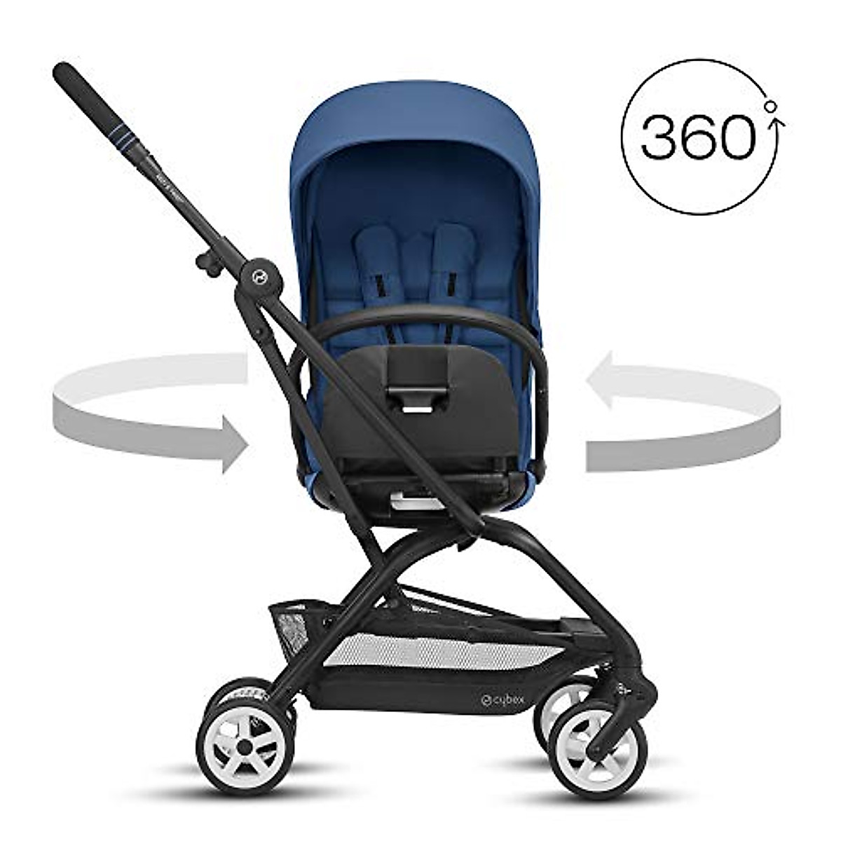 CYBEX Eezy S Twist 2 Stroller, 360° Rotating Seat, Parent Facing or Forward Facing, One-Hand Recline, Compact Fold, Lightweight Travel Stroller, Stroller for Infants 6 Months+, Navy Blue