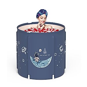 Genrenyen Portable Bathtub for Adults Foldable PVC SPA Soaking Standing Bath Tub for Shower Stall, Freestanding Non-Inflatable Hot Ice Bath Tub with Thickened Thermal Foam to Keep Temperature