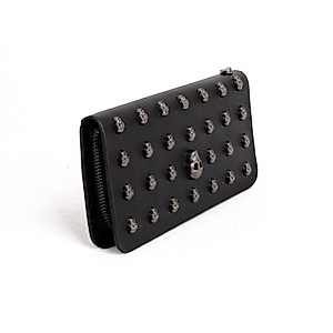 SHERCHPRY 1pc Handbag Medium Skull Purse Lether Cash Punk Pu for with Zippered Gothic Women Phone Clutch Vintage Black Zipper Holder Wristlet Wallets Travel Wallet Long Goth Wallet