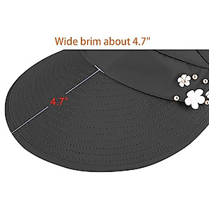 HINDAWI Sun Hats for Women Sun Hat Wide Brim UV Protection Summer Beach Foldable Visor Black