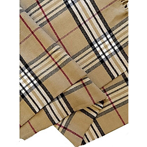 Classic Cashmere Feel Winter Scarf Super Soft Collection (CAMEL PLAID)