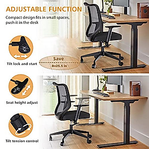 ETasker Ergonomic Office Chair Home: Mesh Desk Chair with Adjustable Arms - Mid Back Computer Chairs for Women Adults - Swivel Task Chair Comfortable for Home Office (Black)