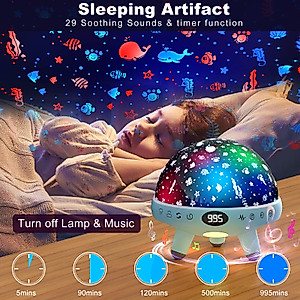 Night Lights for Kids Room with Sound Machine.Kids White Noise Machine with 29 Soothing Sounds for Baby Sleeping Baby Night Light Ocean Projector.for Bedroom Decoration