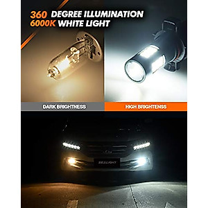 SEALIGHT 5202 Fog Lights Bulbs Bundle 9005 H11 LED Bulbs Combo, 240W 44000 Lumens H11/H9/H8 9005/HB3 LED Bulbs, 700% Brightness Over 60,000-Hours Lifespan, 3-Min Installation Halogen Replacement Kit