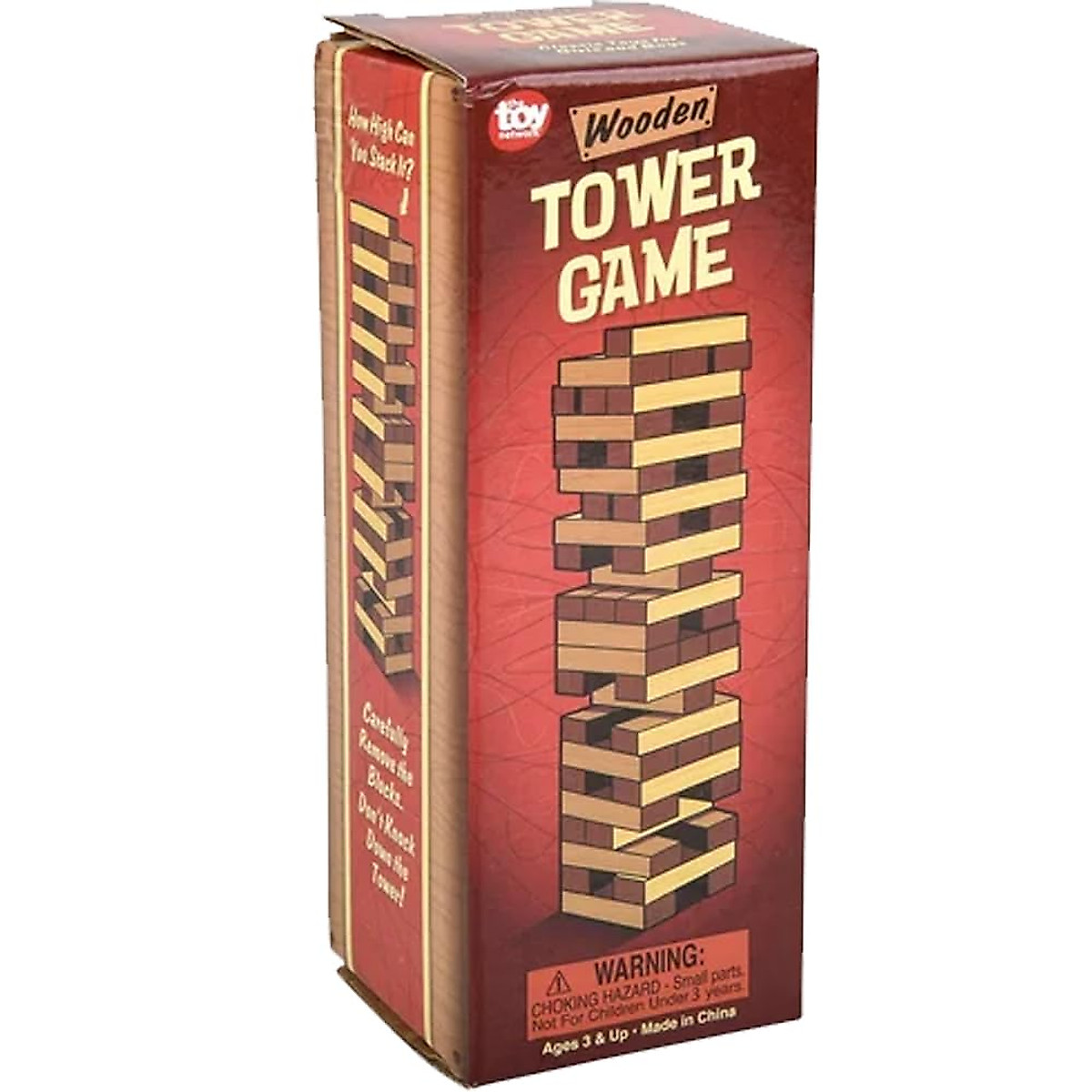 The Dreidel Company Wooden Tumble Tower Game, Pull, Stack, and Tumble Blocks, Sensory Learning, Game Night, 6" (Single)