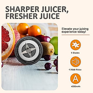 BESNOOW Portable Blender, Personal Blender for Shakes and Smoothies, 4000mAh USB Rechargeable, BPA Free 15.2 Oz 450ML Juicer Cup with 6 Blades and Lid, Portable Juicer for Kitchen/Travel/Gym(Black)