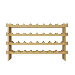 soges Wine Rack 32 Bottle Stackable Wine Storage Wood Wine Display Racks Free Standing Wine Shelf, BY-WS4832M