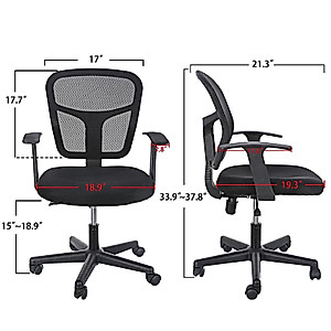 KJNSOffice Chair Computer Desk Black Ergonomic Executive Mesh Chair Swivel Mid ScreenM Gaming Chair Office Chair Desk Chair Computer Chair Home Office Desk Chairs Gamer Chair Office Chairs