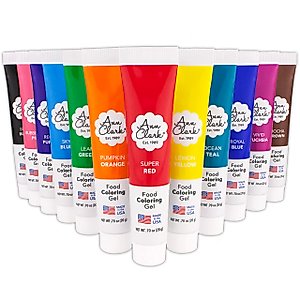 Ann Clark Professional-Grade Gel Food Coloring Made in USA .7 oz, 12 Colors