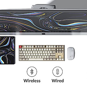 Keychron K8 Tenkeyless Layout Hot-Swappable Wireless Bluetooth Mechanical Gaming Keyboard for Mac Windows, Multitasking 87 Keys USB Wired Computer Keyboard with Keychron Mechanical Brown Switch