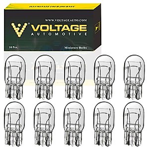 Voltage Automotive (10 Pack) 7443 T20 Automotive Brake Light Turn Signal Side Marker Tail Light Bulb Standard Replacement