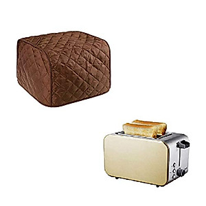 KUYLENT Coffee Color Polyester Fabric Quilted Two Slice Toaster Appliance Dust-proof Cover, Dust and Greasy Protection