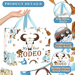 My First Rodeo Birthday Gift Bag Western Cowboy 1st Birthday Gift Bag with Tissue Paper Greeting Card My First Rodeo Birthday Decor Boy Wild West 1st Wrapping Paper Bags for Baby Boy Bday Party Supply