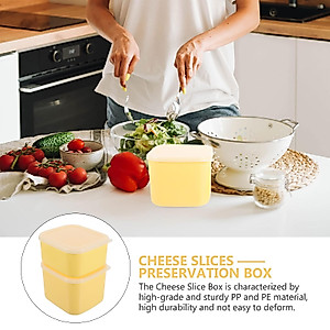 2pcs Sliced Cheese Container for Fridge Cheese Slice Holder with Lids Plastic Cheese Box for Fridge Cheese Storage Container for Fridge Cheese Container for Refrigerator