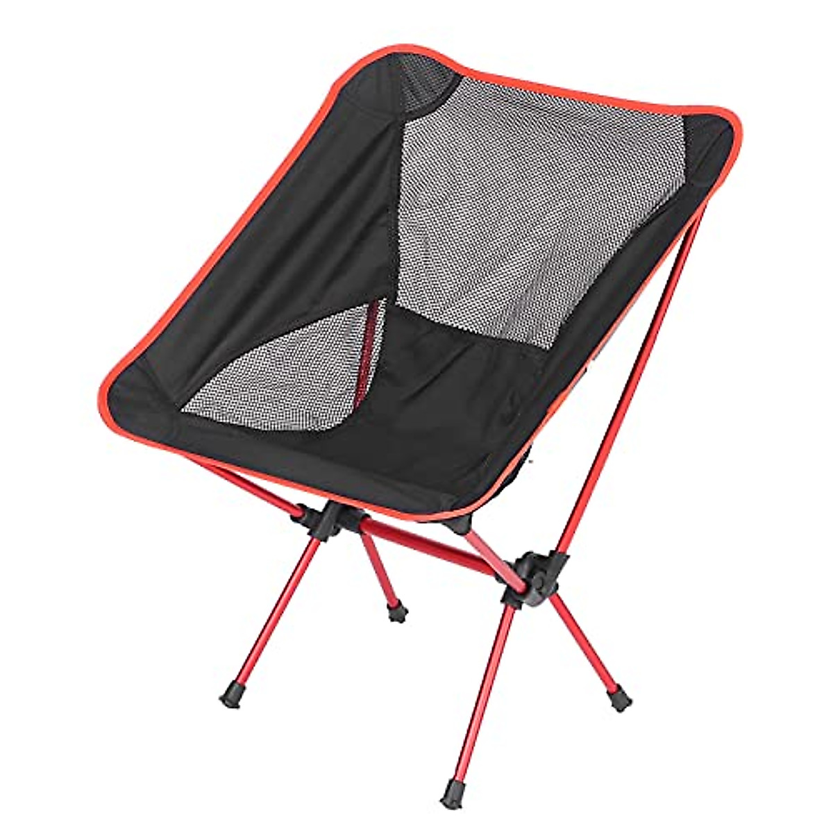Portable Chair, Convenient to Carry Simple Operation Nylon Mesh Compact Outdoor Chair Wide Uses Small After Folding for Barbecue(Big red)