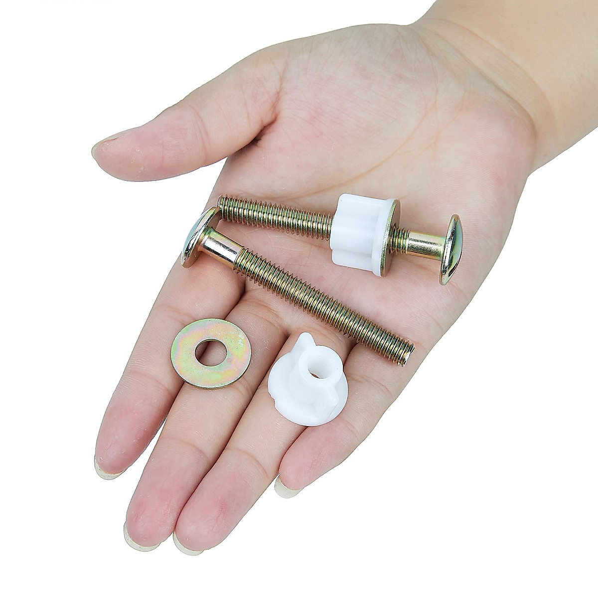 Universal Toilet Seat Screws, 2Packs Metal Toilet Seat Hinge Bolts and Screws, 3 Inch Steel Toilet Seat Bolts, Washers and Plastic Nuts, Replacement Parts for Top Mount Toilet Seat Hinges