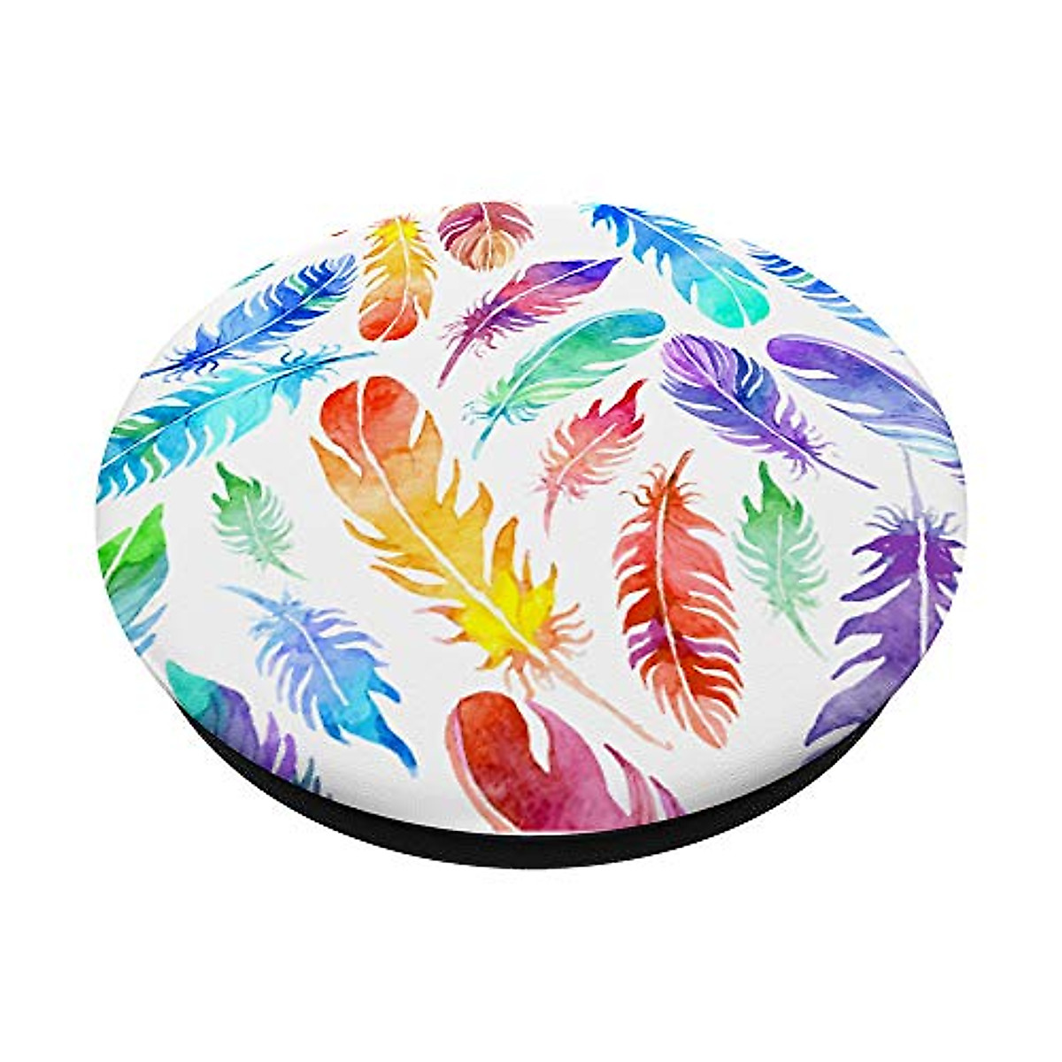 Colorful Feathers Pattern Boho Style Rainbow Aztec Feather PopSockets Grip and Stand for Phones and Tablets