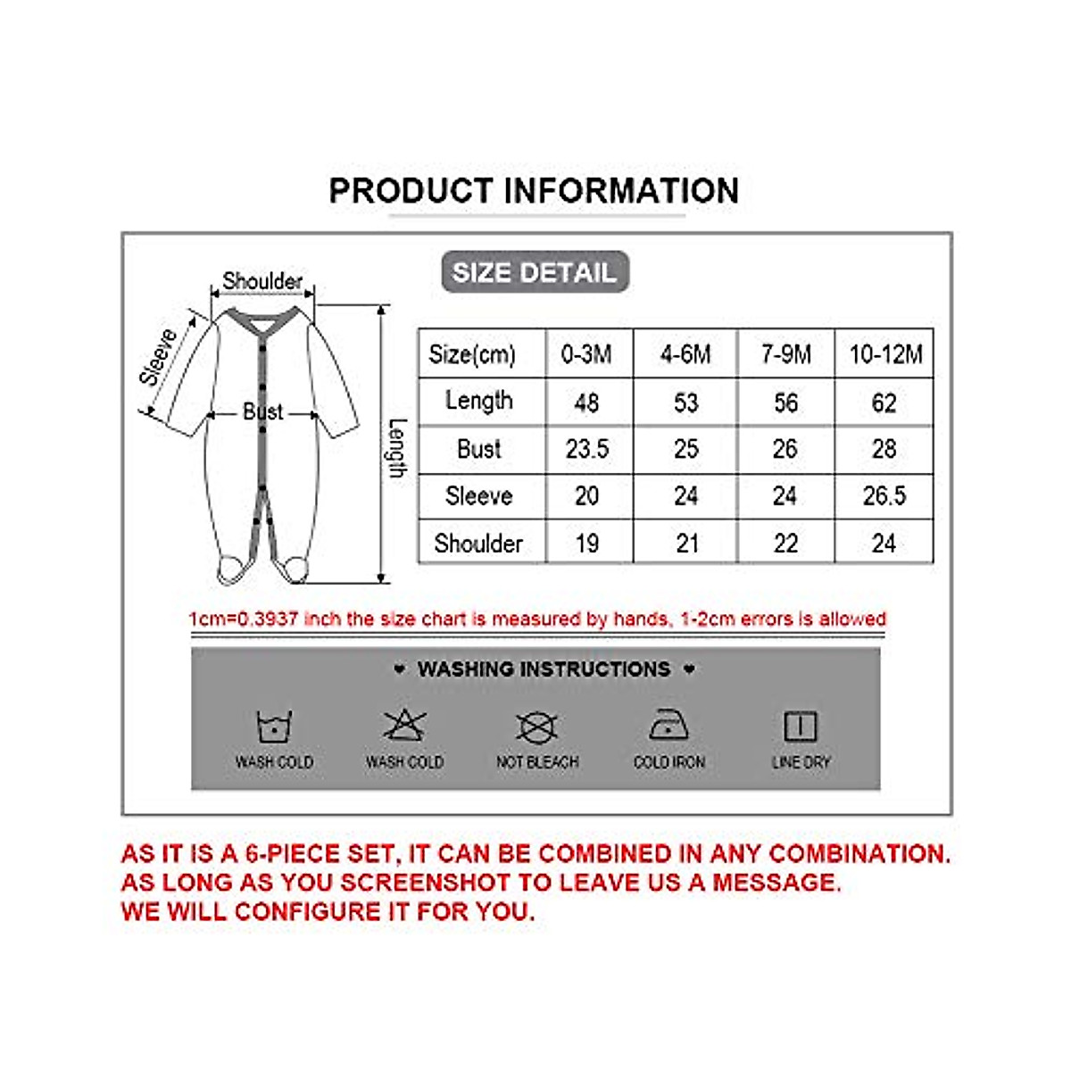 Newborn Baby Boy Girl Cotton Bodysuit Long Sleeve Jumpsuit 3-Pack Outfits Clothes Long Sleeve Baby Bodysuit