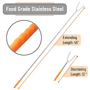 UNCO- Marshmallow Roasting Sticks, 10Pack, 45”, Extendable Stainless Steel Smores Sticks, Campfire Sticks, Marshmallow Sticks, Hot Dog Sticks for Campfire, Roasting Sticks for Fire Pit, Smores Skewers