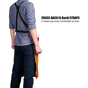 QeeLink Leather Welding Work Jacket with Leather Apron Flame-Resistant Heavy Duty Split Cowhide Leather Welder Jackets with Welding Apron for Men & Women, Small