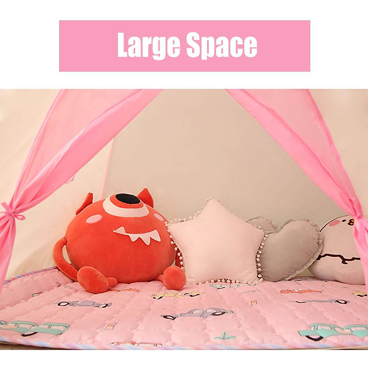 Kids Play Tent Gift, for Girls Boys, Thick Oxford Fabric, Princess Playhouse, Pink Castle, Fairy Tale Tent, Indoor Outdoor, Birthday