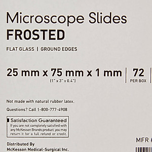 McKesson 16-7132 Microscope Slide 1 x 3" x 1 mm Frosted End (Pack of 72)