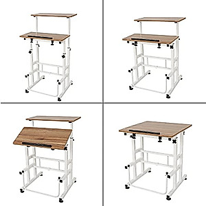 SDADI 2 Inches Carpet Wheels Mobile Standing Desk Stand Up Desk Height Adjustable Home Office Desk with Standing and Seating 2 Modes 3.0 Edition, Light Grain S001WFLT
