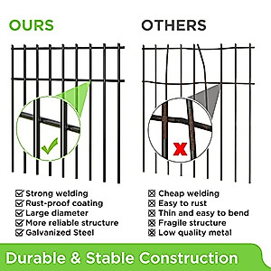 9 Pack 16x12-inch No-Dig Animal Barrier Fence, SOCBAZZAR Underground Dog Digging Barrier Fence with 2 inch Spike Spacing, Rustproof Metal Fence Defense for Outdoor Garden Yard, Black