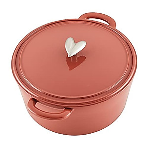 Ayesha Curry Kitchenware Enameled Cast Iron Dutch Oven/Casserole Pot with Lid, 6 Quart, Redwood Red