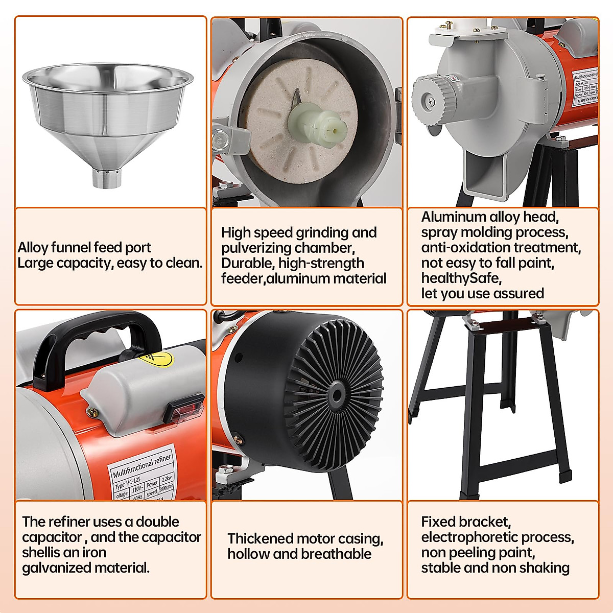 ZXMOTO Wet Peanut Butter Machine Maker 2200W Grain Mill Grinder Grinding Feed Crusher,Sesame Sauce Grinder Home/Commercial for Groundnut, Almond, Cashew Nut and Sesame