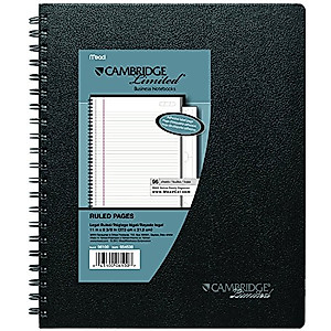 3 Pack of Cambridge Business Notebook with Pocket, Hardbound, 8.5 x 11 Inches, Black (06100)