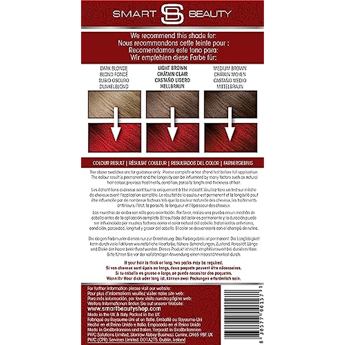 Smart Beauty Red Hair Dye with Plex Anti-Breakage Technology Protecting and Restoring Hair Structure, Plum Color, Vegan and Cruelty-Free