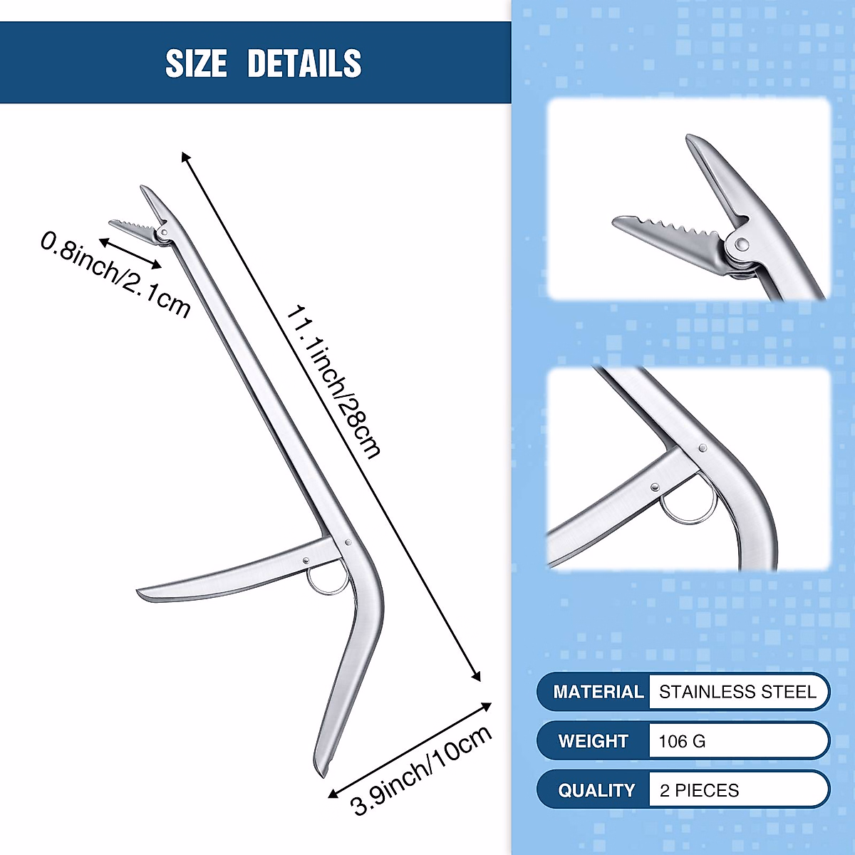2 Pieces Stainless Steel Fish Hook Remover Fishing Extractor Freshwater and Saltwater Hooker Tool for Fishing, 11-1/2 inch